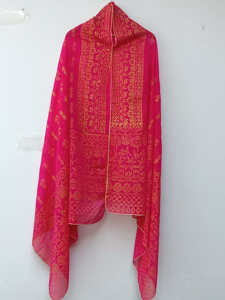 BLOCK PRINT DUPATTA (PINK)– Lubana Store