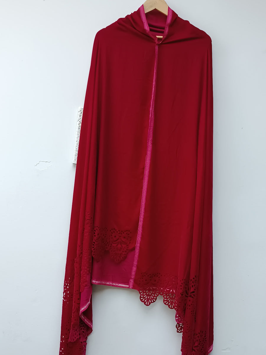 VELVET SHAWL LASER CUT (GARNET)– Lubana Store